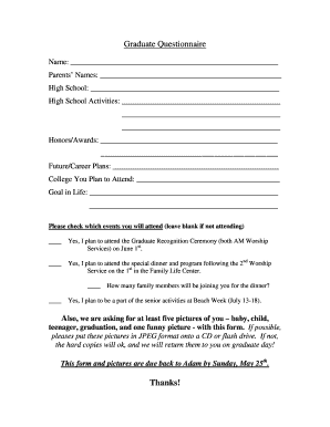 Fillable Online Graduate Questionnaire - Trinity Of Fairview Fax Email ...