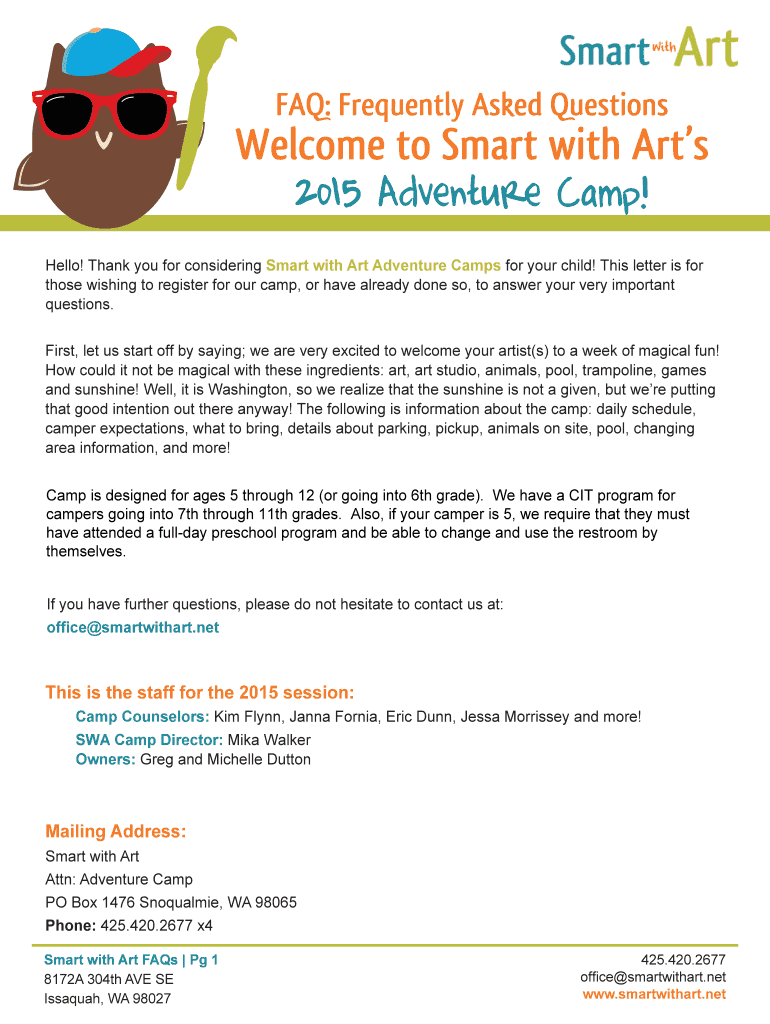 Fillable Online smartwithart FAQ Frequently Asked Questions Welcome to ...