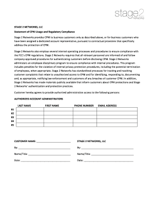 Fillable Online CPNI Form - Stage 2 Networks Fax Email Print - pdfFiller