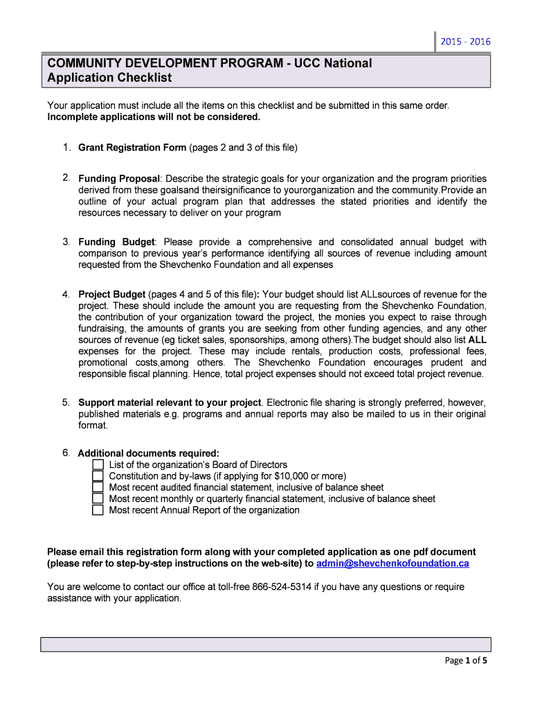 Fillable Online COMMUNITY DEVELOPMENT PROGRAM - bUCCb National bb Fax Email Print - pdfFiller