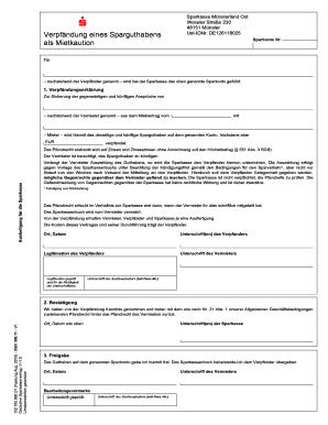 Fillable Online sparkasse-muensterland-ost Verpfndung eines Sparguthabens - bSparkasseb ...