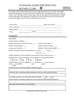 Fillable Online rotary7390 Planning Guide for Effective Rotary Clubs ...