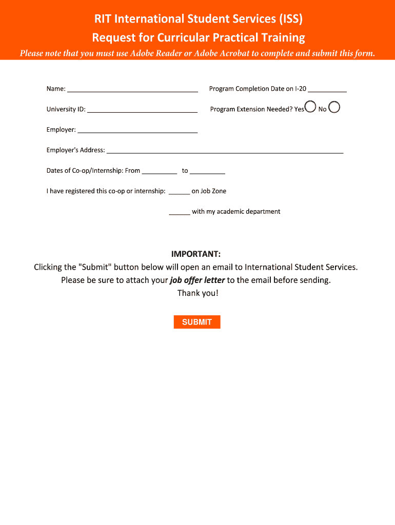 Fillable Online rit Online Curricular Practical bTraining Requestb Form ...