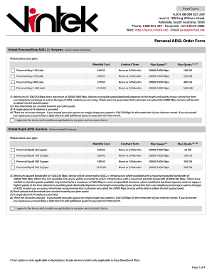 Fillable Online vintek Personal ADSL Order Form - bvintekbbnetb Fax ...