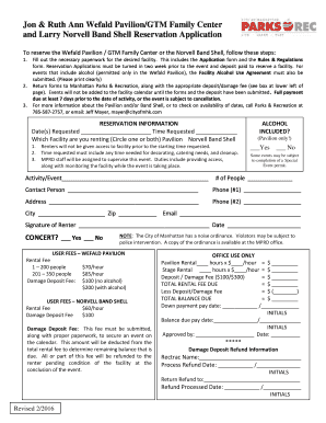 Fillable Online Reservation Application Packet (PDF) Fax Email Print ...