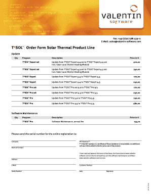 Fillable Online order form product line solar thermal update.docx Fax ...