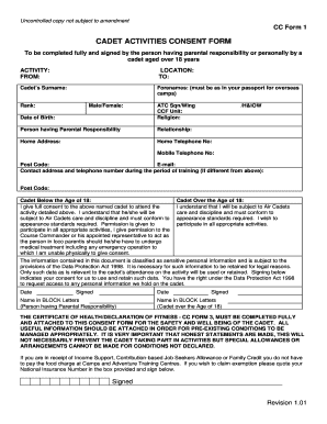 Fillable Online havantaircadets org CADET ACTIVITIES CONSENT FORM ...