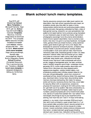Fillable Online Blank school lunch menu templates Fax Email Print ...