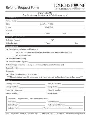 Fillable Online Referral Request Form - Touchstone Fax Email Print ...