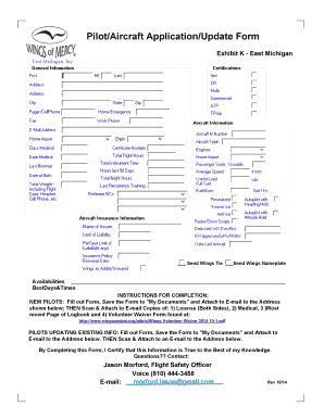 Fillable Online wingseastmi PilotAircraft ApplicationUpdate Form Fax ...