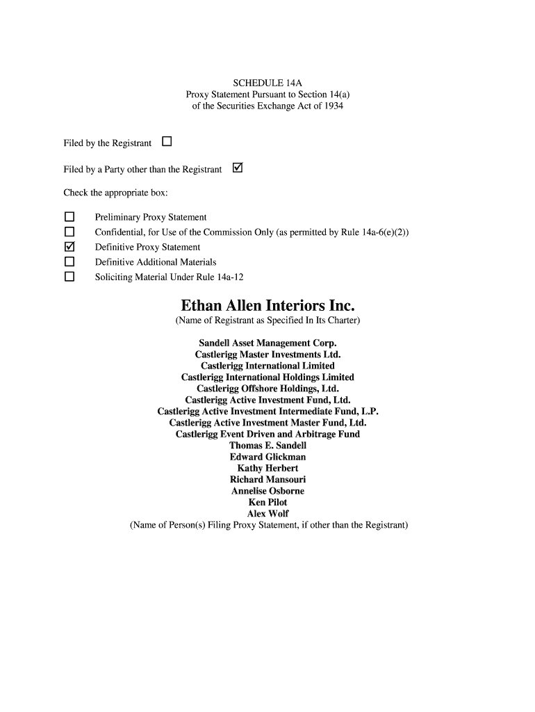 Fillable Online Definitive Proxy Statement - Redesign Ethan Allen Fax ...