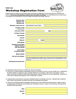 Fillable Online Eddie Catz Worksop Registration Form Fax Email Print ...