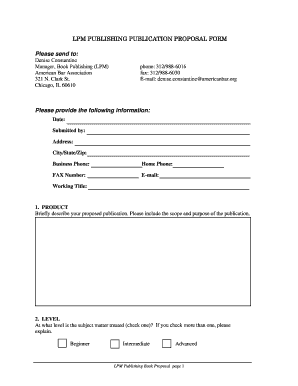 Fillable Online americanbar LPM Book Proposal Form 2doc Fax Email Print - pdfFiller
