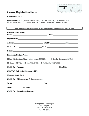 Fillable Online Course Registration Form - Management bTechnologiesb ...