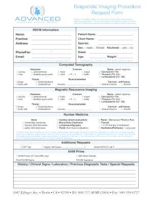Fillable Online avmi Diagnostic Imaging Procedure Request Form Fax Email Print - pdfFiller