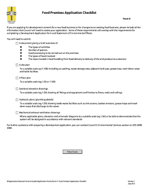 Fillable Online deniliquin nsw gov Food Premises Application Checklist ...