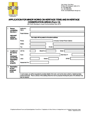 Fillable Online deniliquin nsw gov APPLICATION FOR MINOR WORKS ON ...