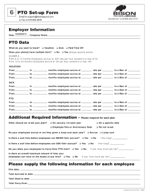 Fillable Online PTOSet-upForm - Bison Payroll Fax Email Print - pdfFiller