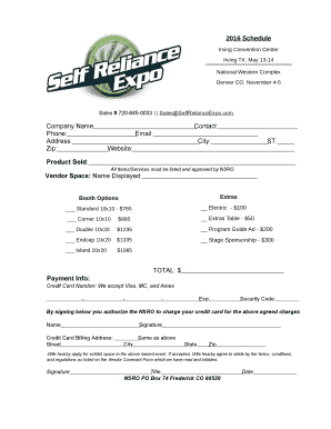 Fillable Online self reliance expo denver 2016 form Fax Email Print ...