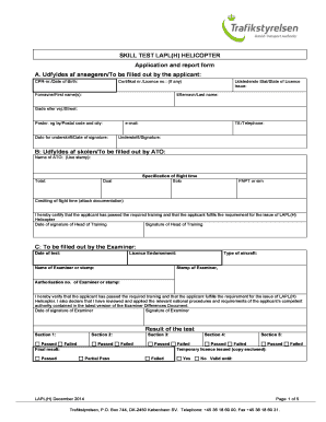 Fillable Online SKILL TEST LAPLH HELICOPTER Application and report form ...