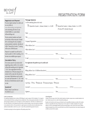 Fillable Online REGISTRATION FORM Credit Card Authorization By ...