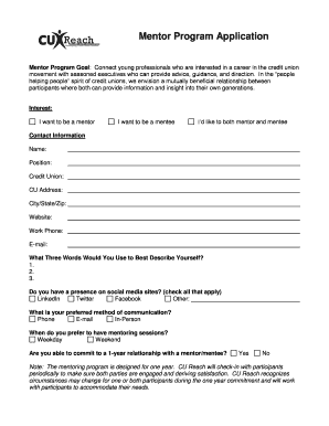 Fillable Online il trust Mentor Program Application - The Cooperative ...