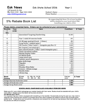 Fillable Online eskss eq edu au Esk State School 2016 5% Rebate Book ...