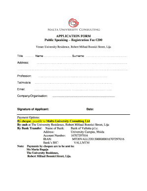 Fillable Online APPLICATION FORM Public Speaking Registration Fee 200 ...