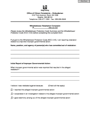 Fillable Online kingcounty Download a PDF of the Whistleblower ...