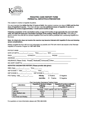 Fillable Online kdheks Pediatric Care Provider Report Form Fax Email ...