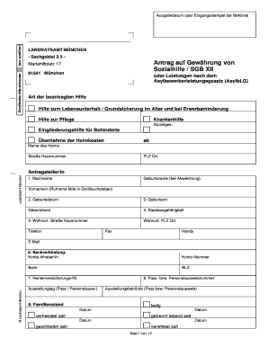 Fillable Online igel-muc Grundsicherungsantrag Sozialhilfe nach SGB XII Fax Email Print - pdfFiller