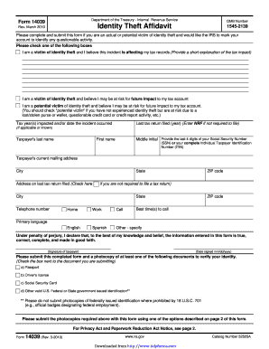 Fillable Online Identity Theft Affidavit - TidyForms Fax Email Print ...