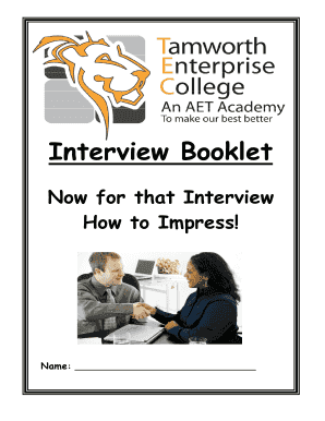 Fillable Online tamworthenterprisecollege co Interview booklet final ...