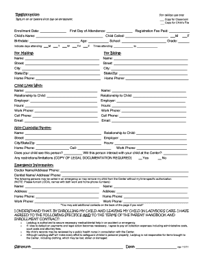 Fillable Online Registration For office use only Return on or before first day of enrollment Fax ...