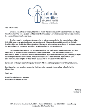 Fillable Online cflcc Enclosed please find an IntakeInformation Sheet ...