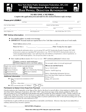 Fillable Online pef PEF MEMBERSHIP APPLICATION and DUES PAYROLL ...