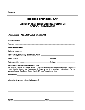 Fillable Online Section A DIOCESE OF BROKEN BAY PARISH PRIESTS ...