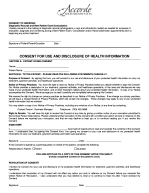 Fillable Online CONSENT TO UNDERGO Diagnostic Records and New Patient ...
