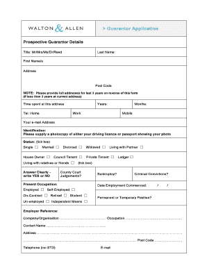 Fillable Online Guarantor Application Form - bwaltonandallenbbcobbukb ...