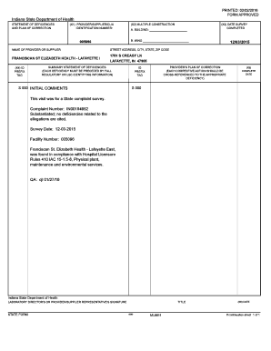 Fillable Online secure in PRINTED: 02/02/2016 FORM APPROVED Indiana ...