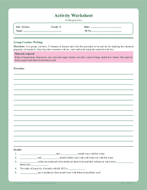 Fillable Online Activity Worksheet Fax Email Print - pdfFiller
