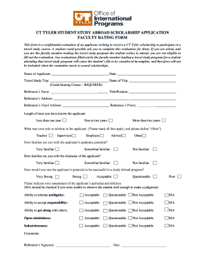 Fillable Online uttyler Faculty brating formb - uttyler Fax Email Print - pdfFiller