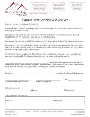 Fillable Online CONSENT FORM FOR CAPSULE ENDOSCOPY Fax Email Print ...
