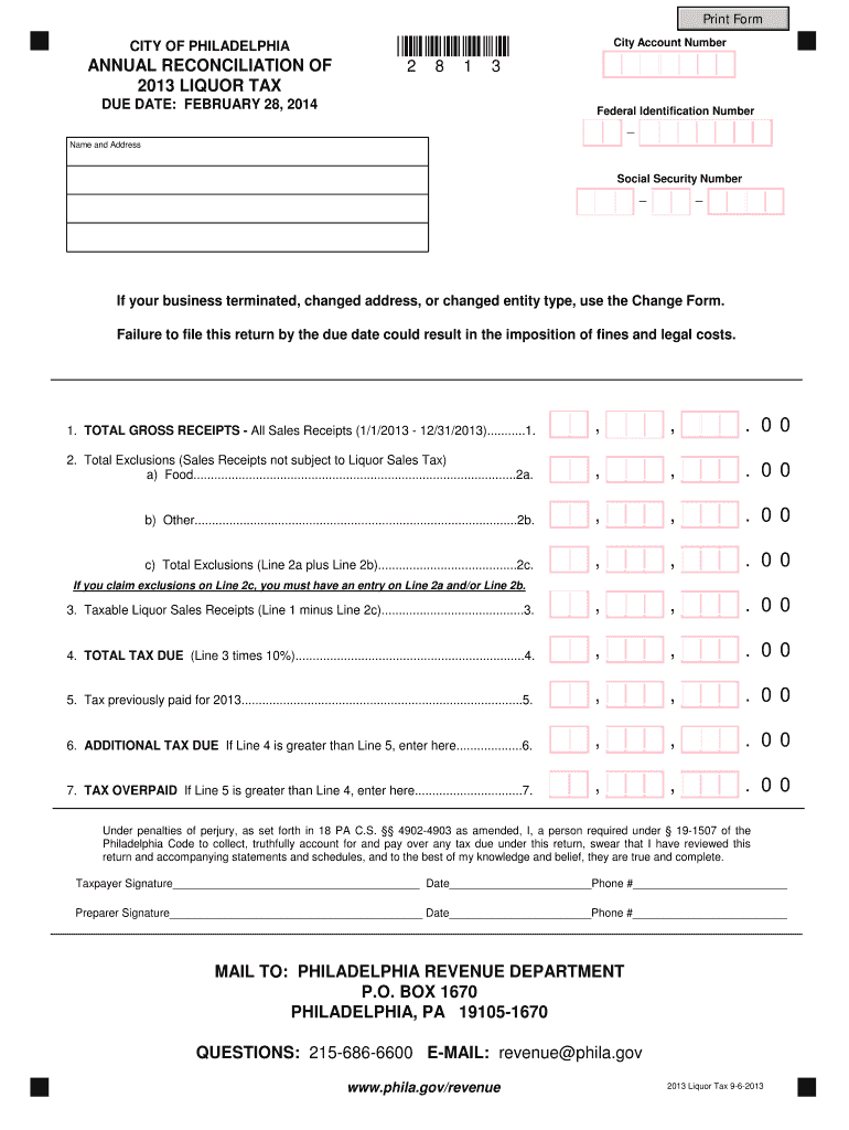 Fillable Online phila MAIL TO PHILADELPHIA bREVENUEb DEPARTMENT PO BOX Fax Email Print - pdfFiller