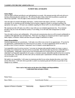 Fillable Online PATIENT BILL OF RIGHTS - bvpavaldostabbcomb Fax Email ...