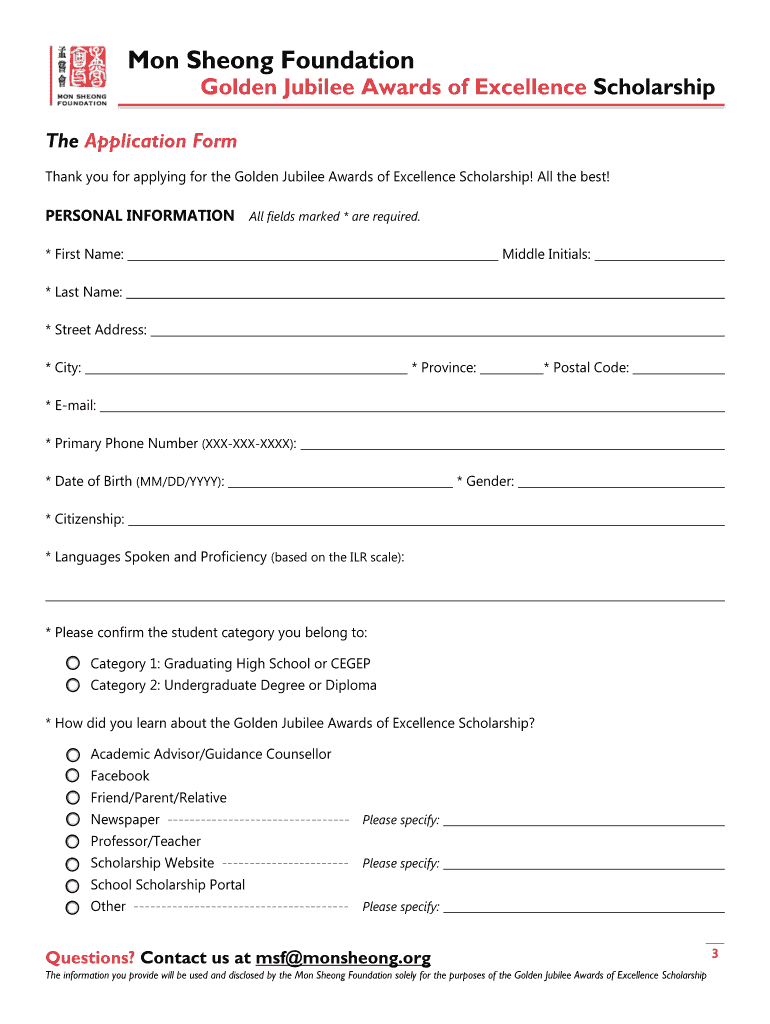 Fillable Online www2 monsheong Golden Jubilee bAwardsb of Excellence ...
