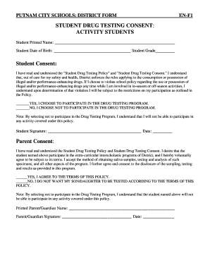 Fillable Online STUDENT DRUG TESTING CONSENT - Putnam City Pirates Fax ...