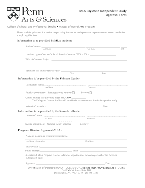 Fillable Online sas upenn MLA Capstone Independent Study Approval ...