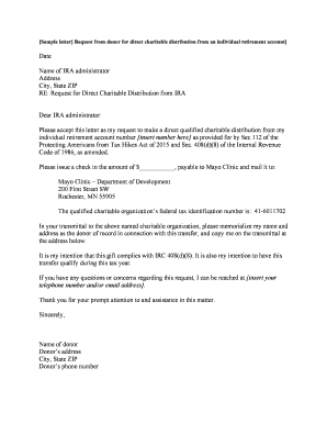 Fillable Online plannedgiving mayoclinic View our sample IRA ...