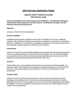 Fillable Online AFO Instructor Application Packet Fax Email Print ...